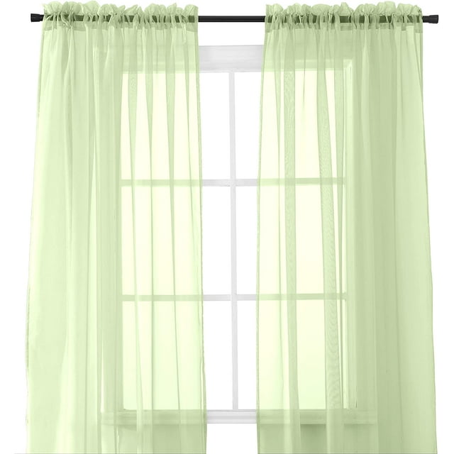 Elegant Comfort Sheer Curtains - 2 Piece Set - 2 inch Rod Pocket ...