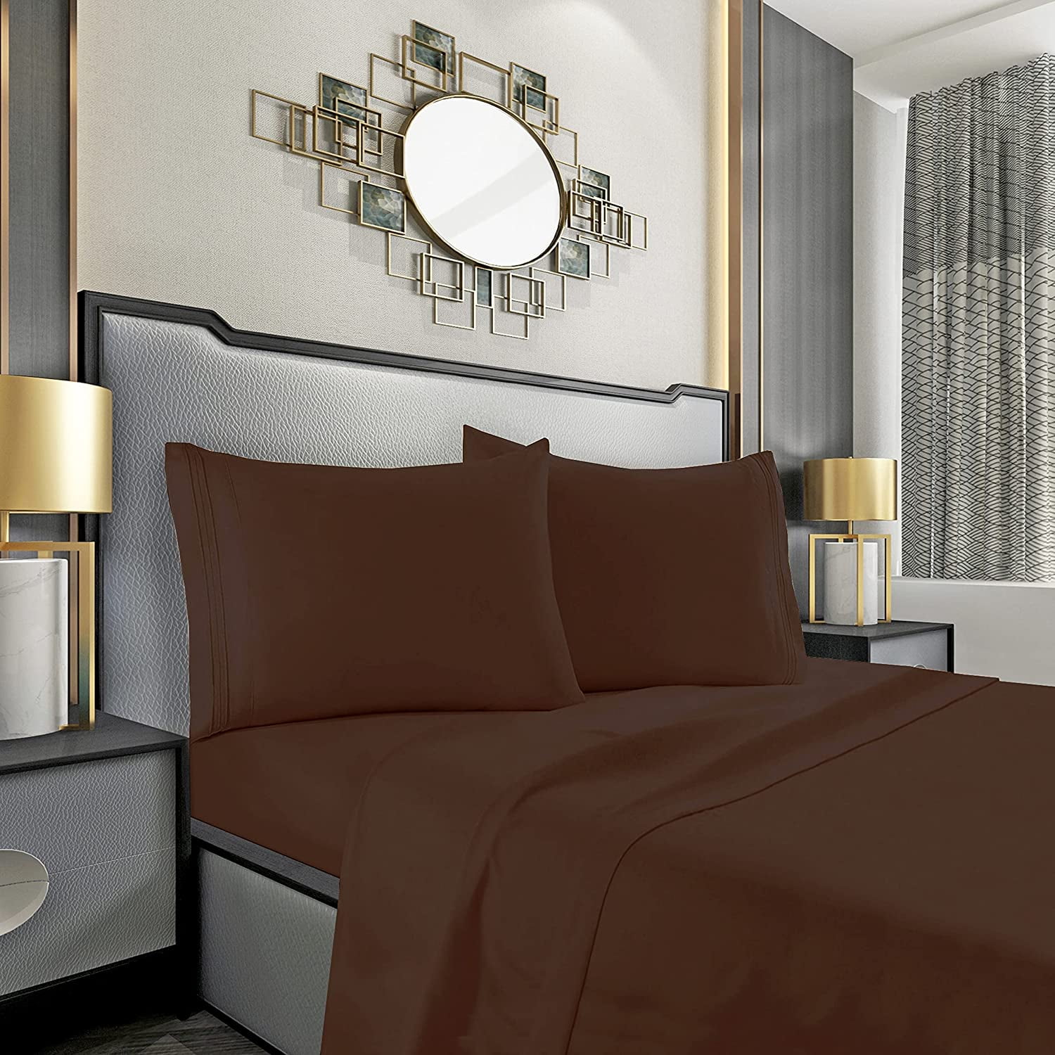 Elegant Comfort Silky-Soft 1800 Series - Wrinkle-Free 4-Piece Bed Sheet ...