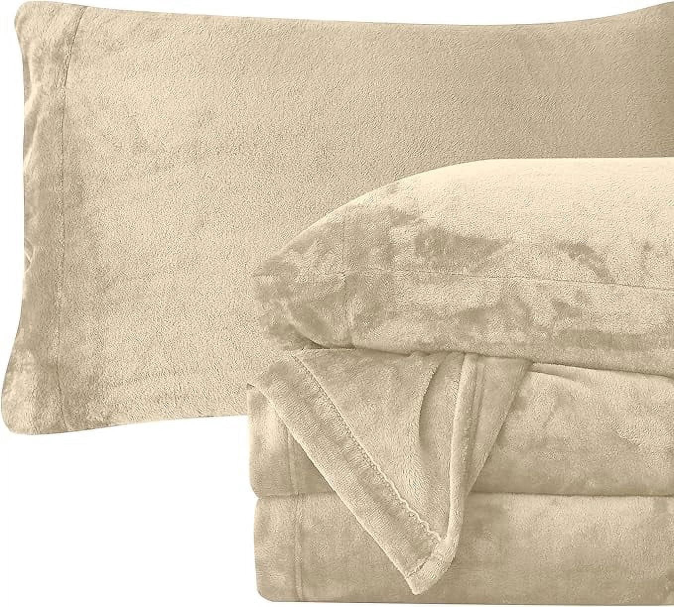 Elegant Comfort 4-Piece Velvet Plush Flannel Sheet Set, Soft Warm Anti ...