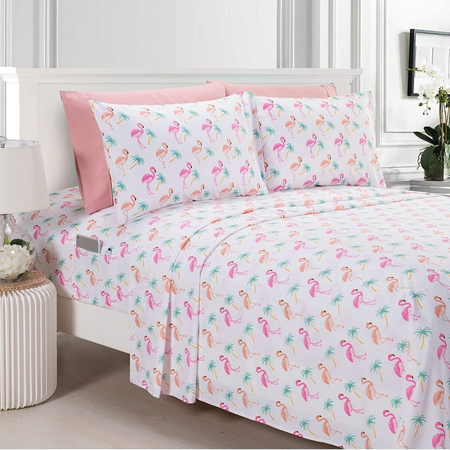 Elegant Comfort Twin/Twin XL Flamingo Pattern Soft Bed Sheets 1500 ...