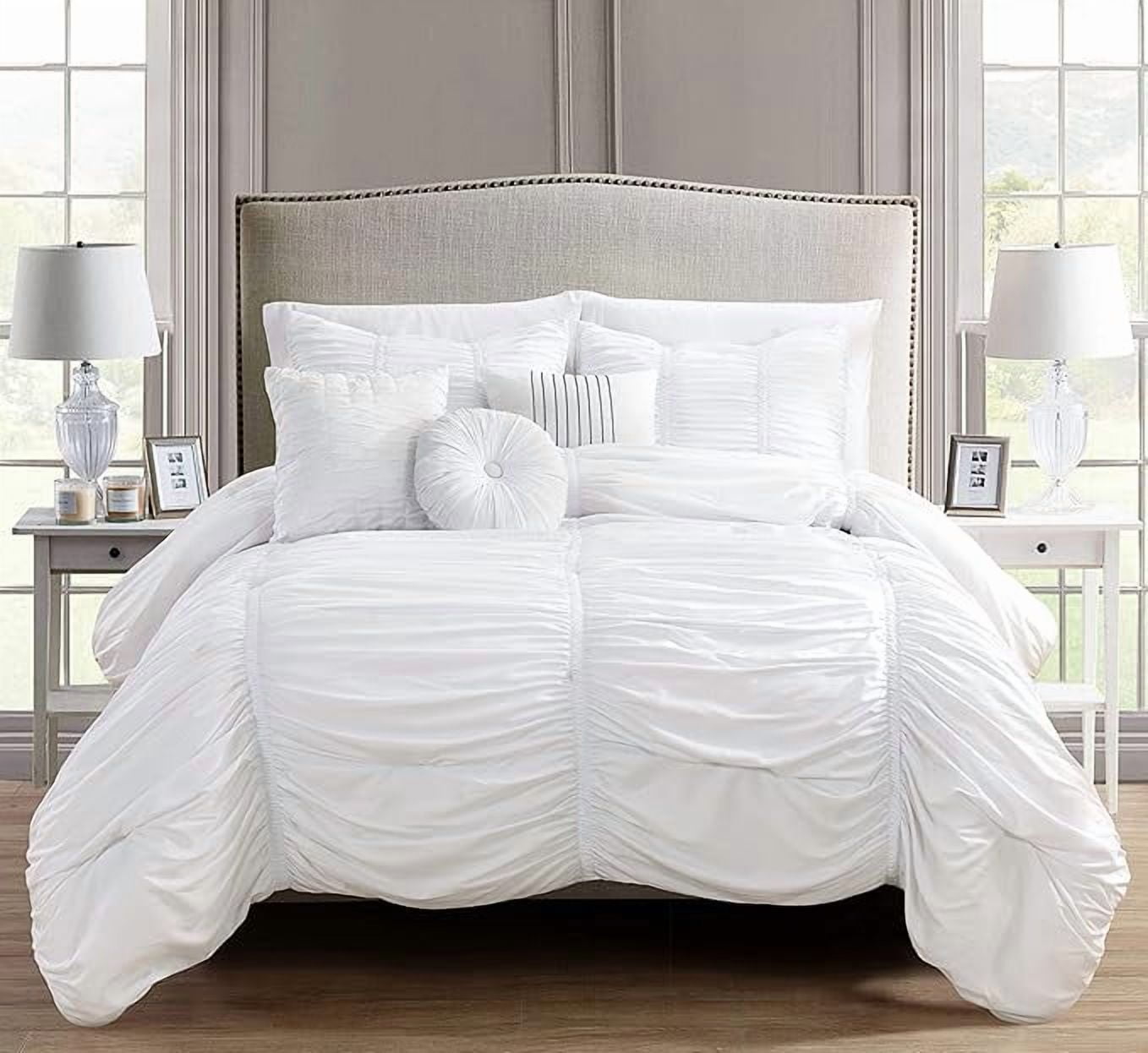 Elegant Comfort Softest, 10pc Pleated Bedding-in-a-Bag, Ruched Ruffle ...