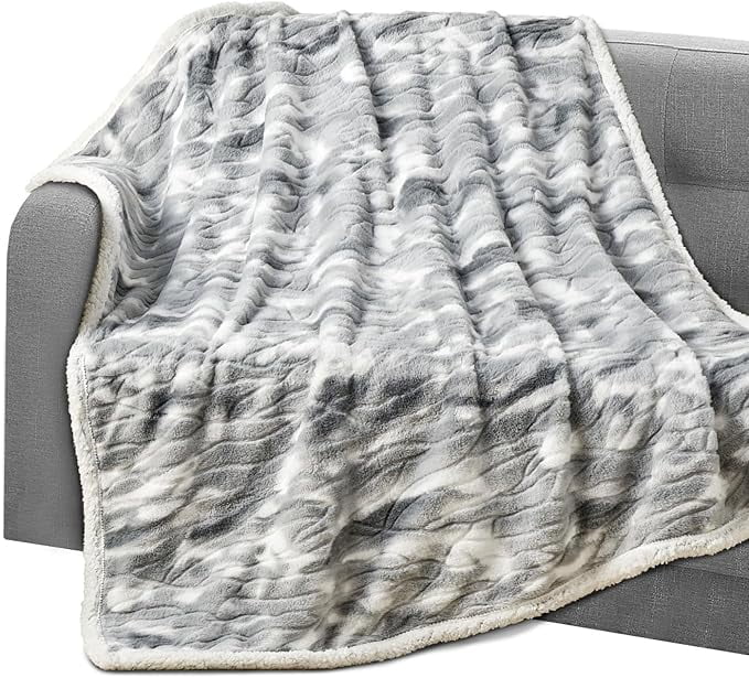 Elegant Comfort Throw Blanket, Reversible Sherpa Flannel, Soft, Fuzzy ...