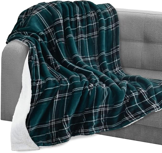 Elegant Comfort Throw Blanket, Reversible Sherpa Flannel, Soft, Fuzzy ...