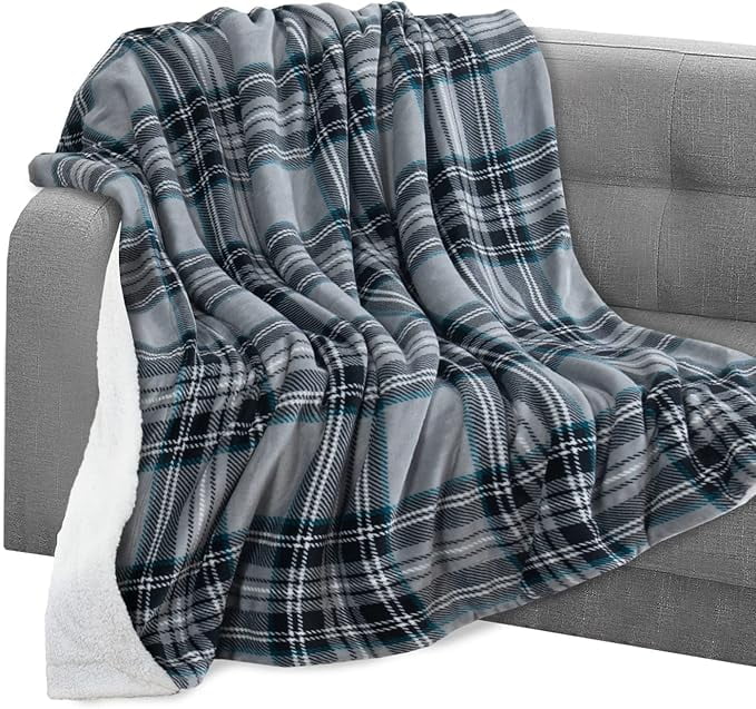 Elegant Comfort Throw Blanket, Reversible Sherpa Flannel, Soft, Fuzzy ...