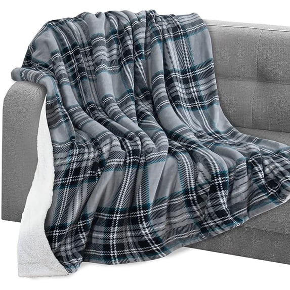 Elegant Comfort Throw Blanket, Reversible Sherpa Flannel, Soft, Fuzzy ...