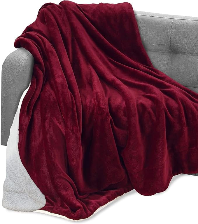 Elegant Comfort Throw Blanket, Reversible Sherpa Flannel, Soft, Fuzzy ...