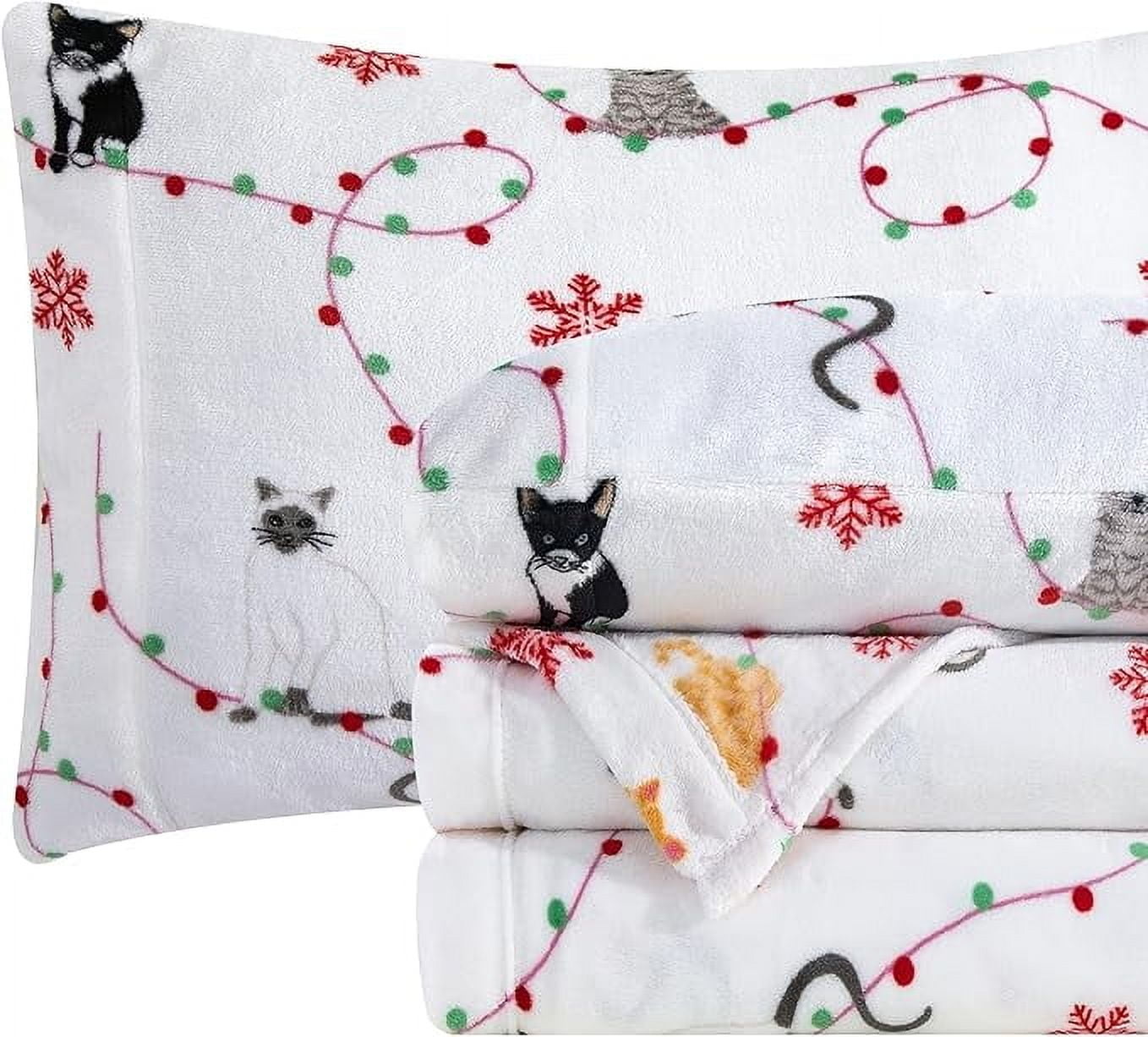 Elegant Comfort Ultra-Soft 4-Piece Holiday Velvet Plush Flannel Sheet ...