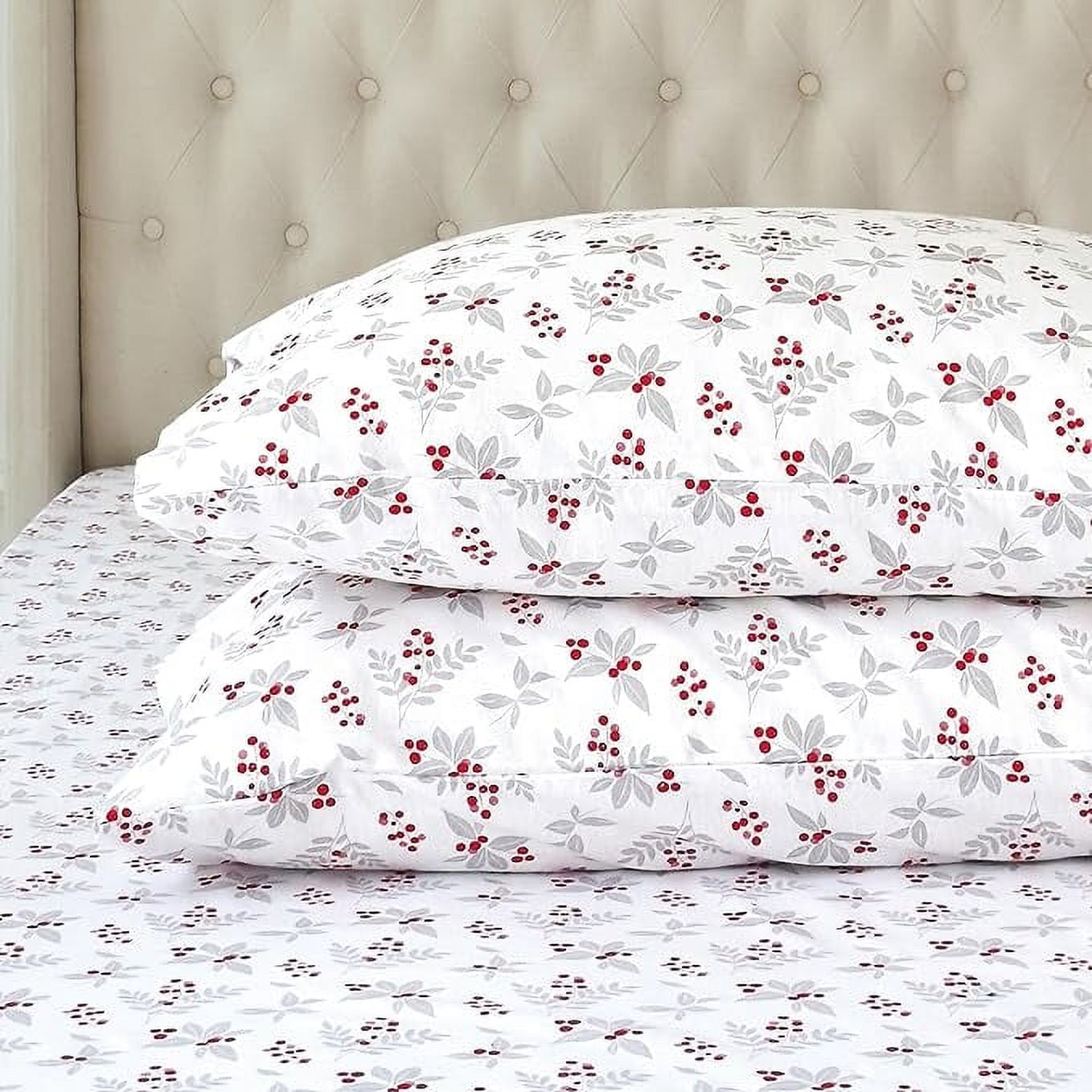 1500 Series Flannel Bed Sheets 4-Piece Set, Deep Pocket, Queen Holly ...