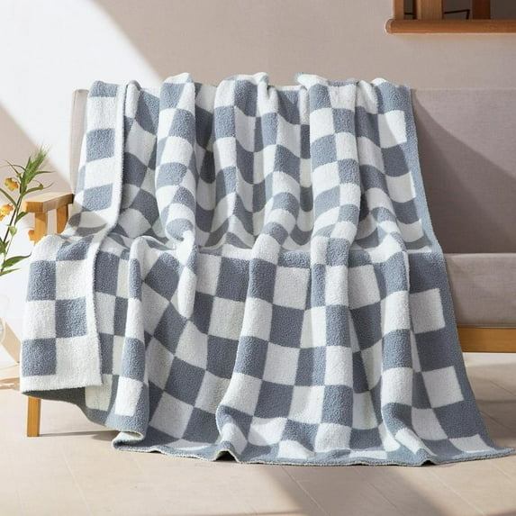 Elegant Comfort Ultra-Soft Checkered Knitted Throw Blanket, 50" x 70 ...