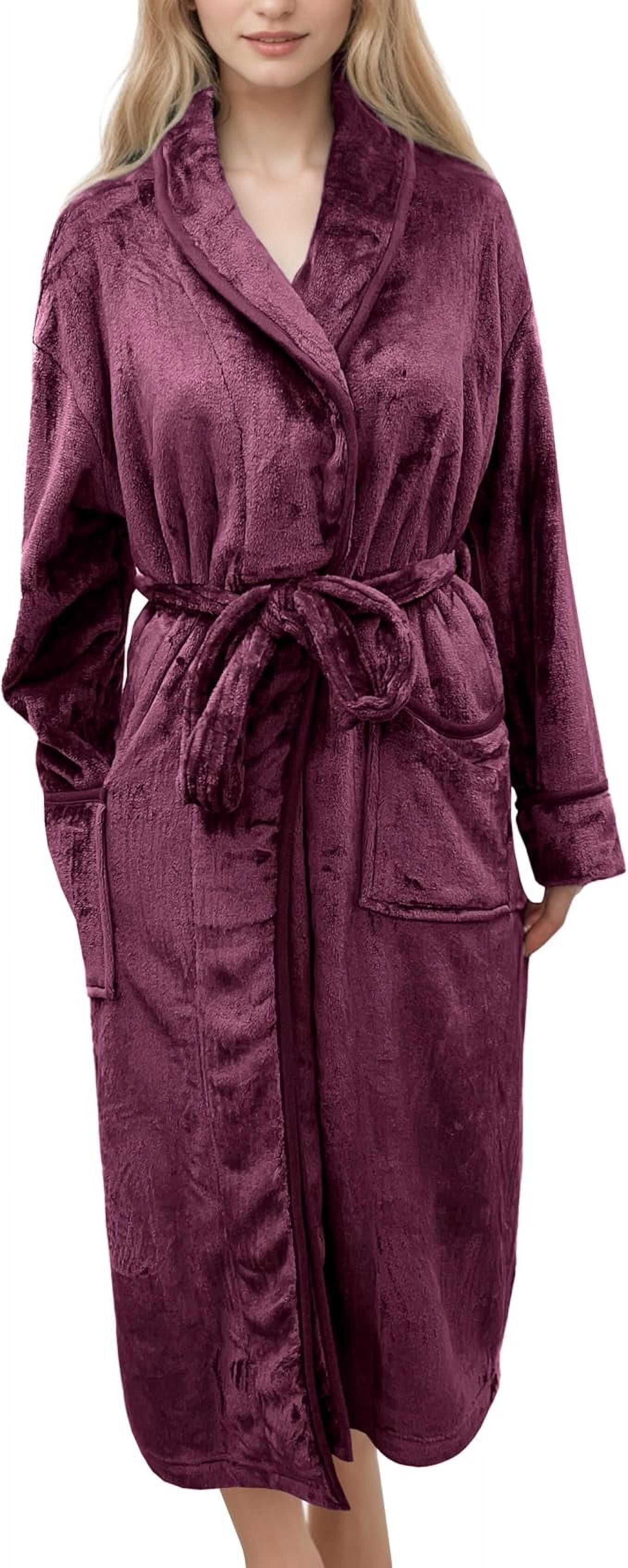 Elegant Comfort Women’s Plush Fleece Spa Bathrobe, Shawl Collar and ...