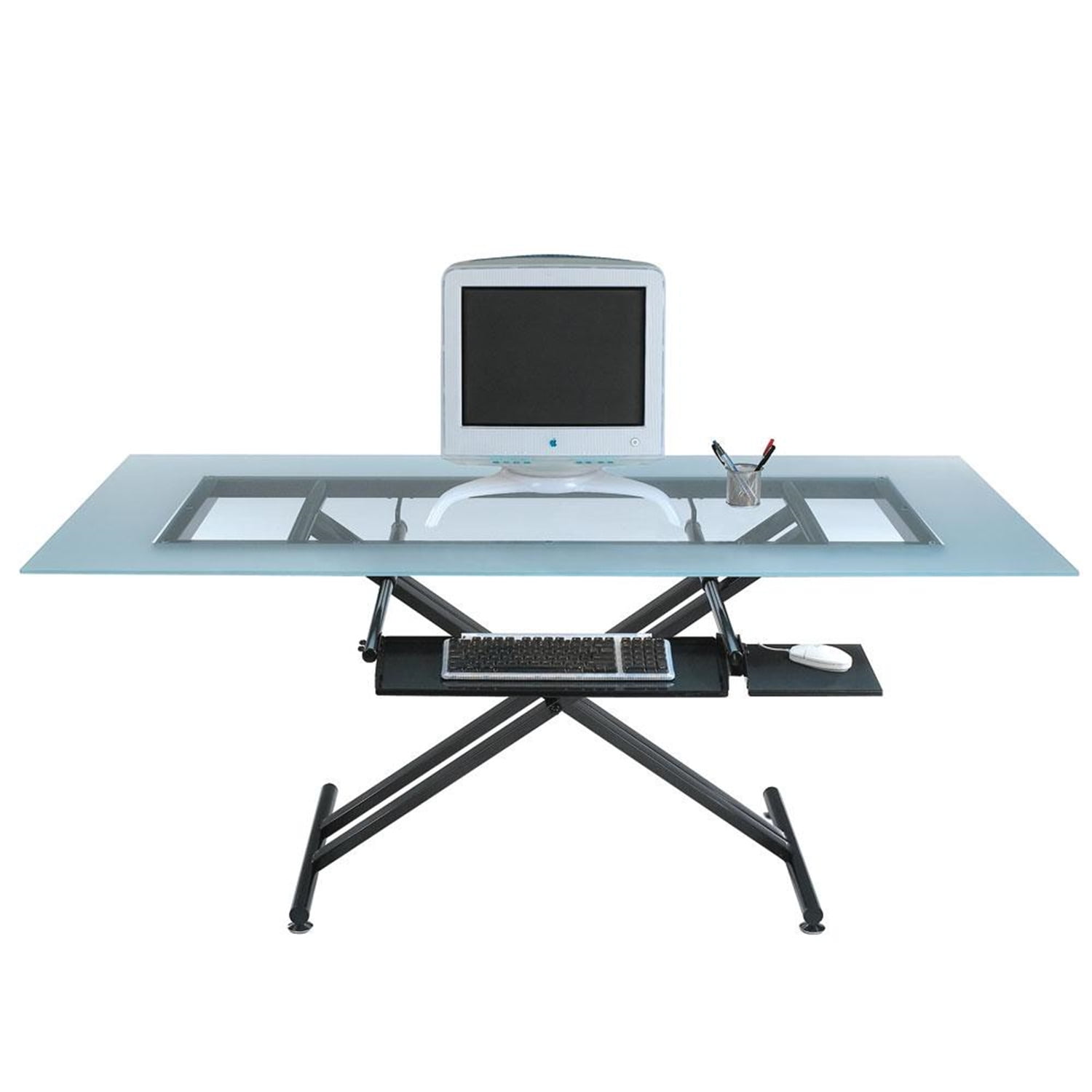 Elegant Computer Desk-Glass:Frosted - Walmart.com