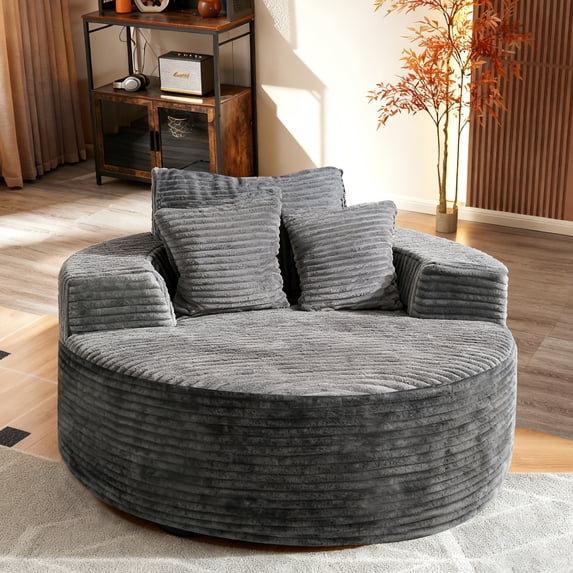 Elegant Contemporary Living Room Setup: Soft Ribbed Fabric Corner Sofa ...