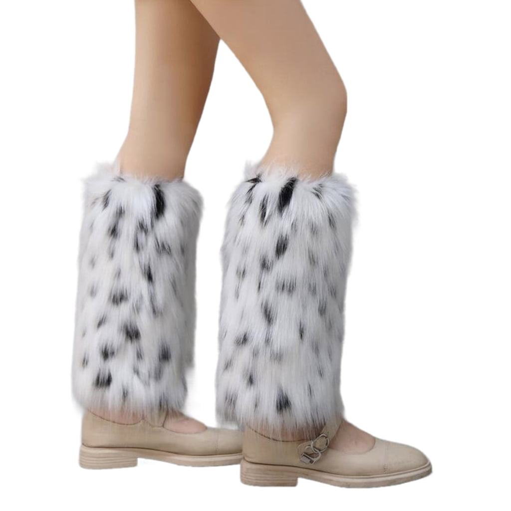 Elegant Contrast Color Leg Warmers Vintage Thick Plush Boot Cuff Leg ...