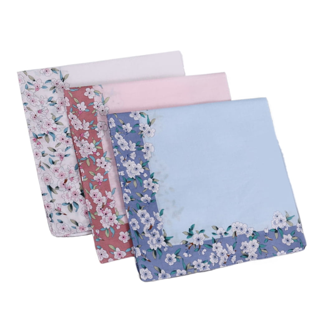 Elegant Cotton Handkerchief with Handwoven Flower Pinted Hanky Soft and ...