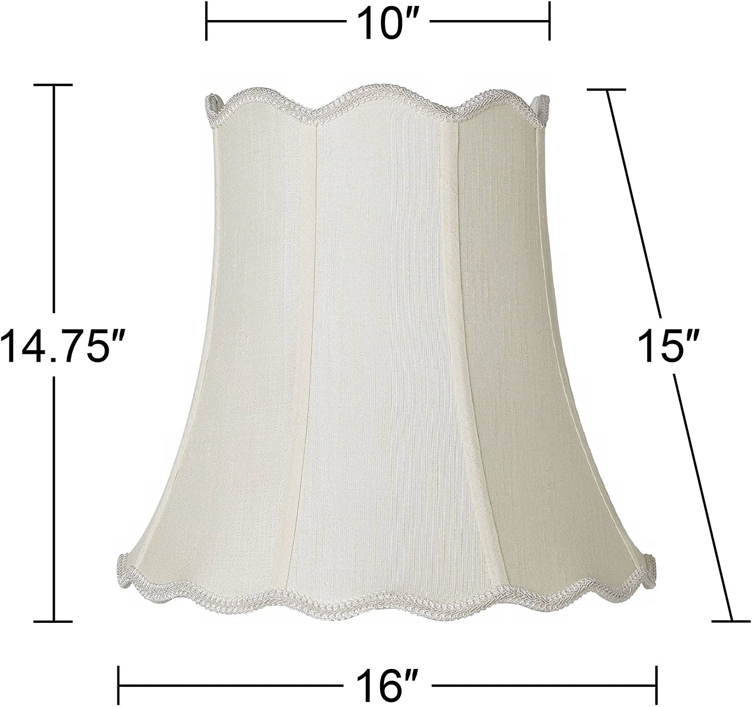 Elegant Creme Scalloped Bell Lamp Shade 10" Top x 16" Bottom - Includes ...