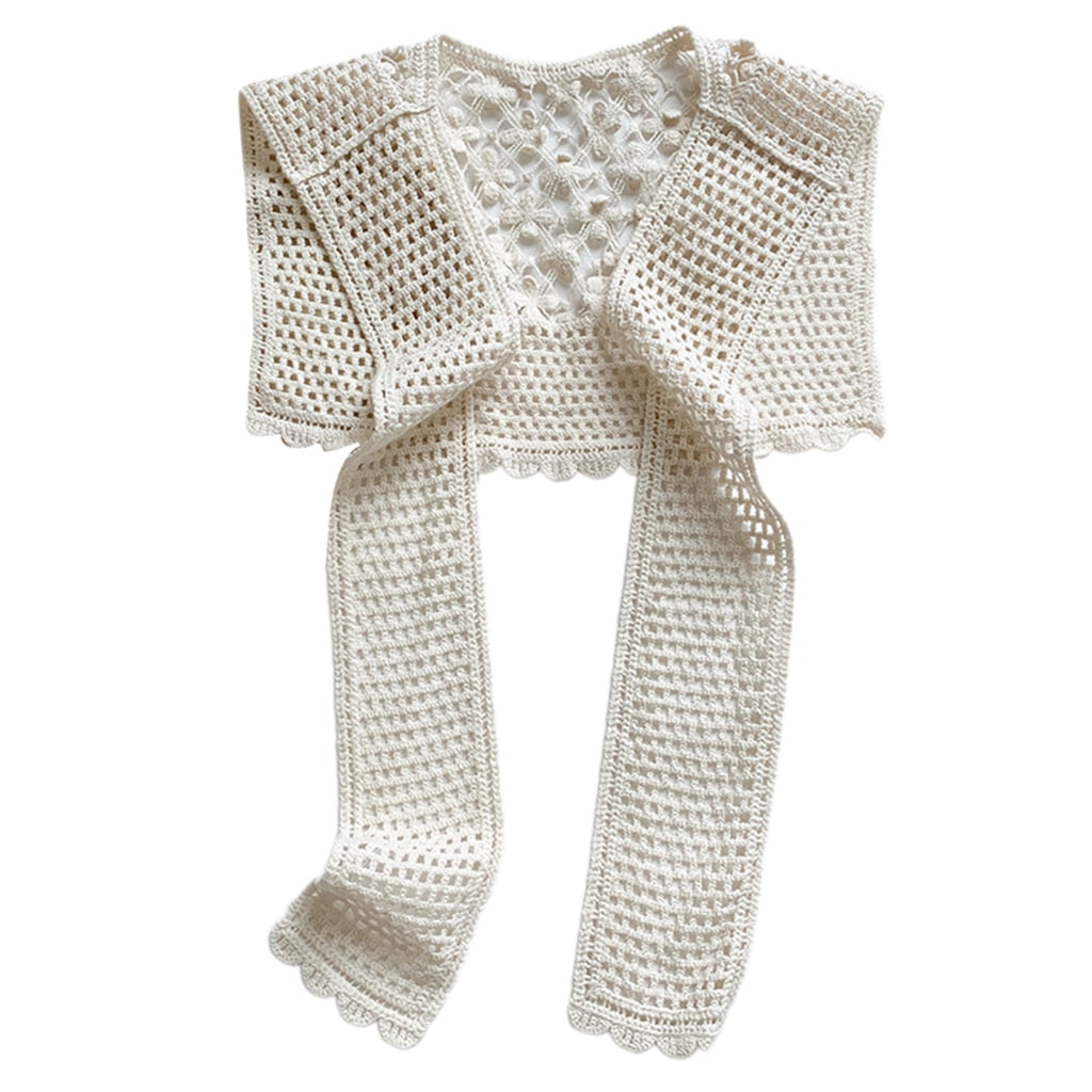 Elegant Crochet Flower Shawl Indoor Outdoor Thin Cloak Vacation ...