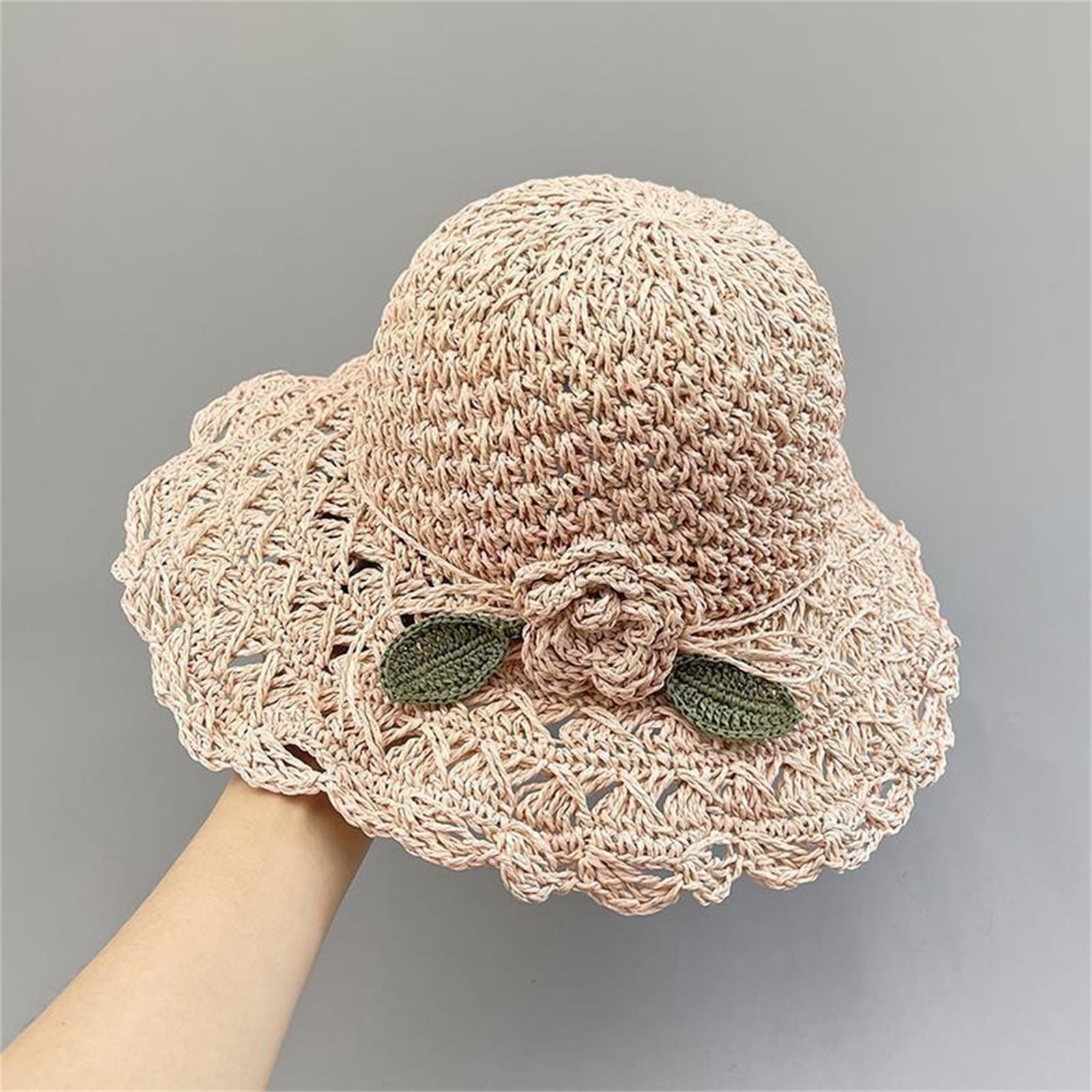 Elegant Crochet Hat With Ruffle Detail Womens Hats For Summer Beach Wide Brim Sun Hat - Walmart.com