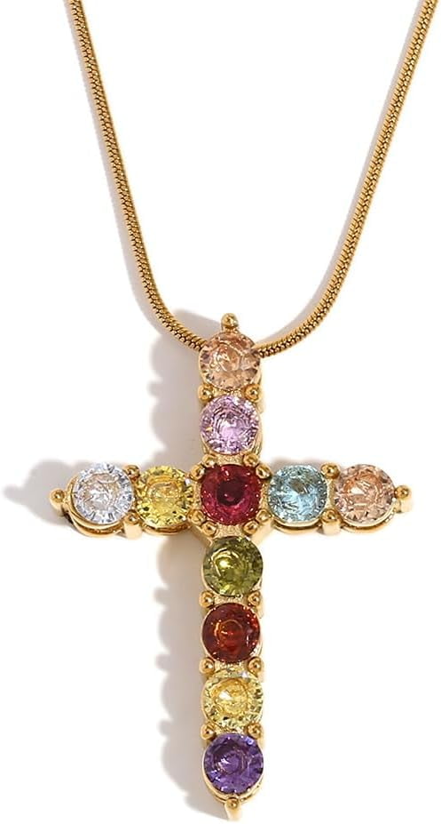 Elegant Cross Pendant Necklace, Unique Design in 18K Gold Plated ...