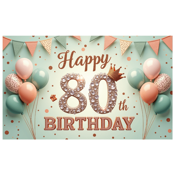 Elegant Crown Banner Decorative Milestone 80th Celebration for Birthday ...