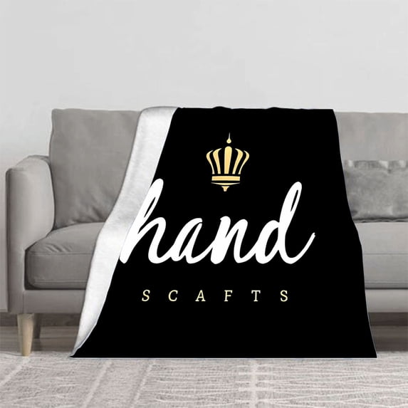 Elegant Crown Design Flannel Blanket - Soft Warm & Cozy for Sofa Travel ...