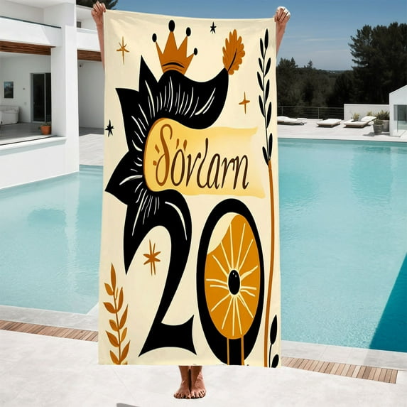 Elegant Crown & Floral Design Beach Towel - Stylish Pool & Travel Towel ...