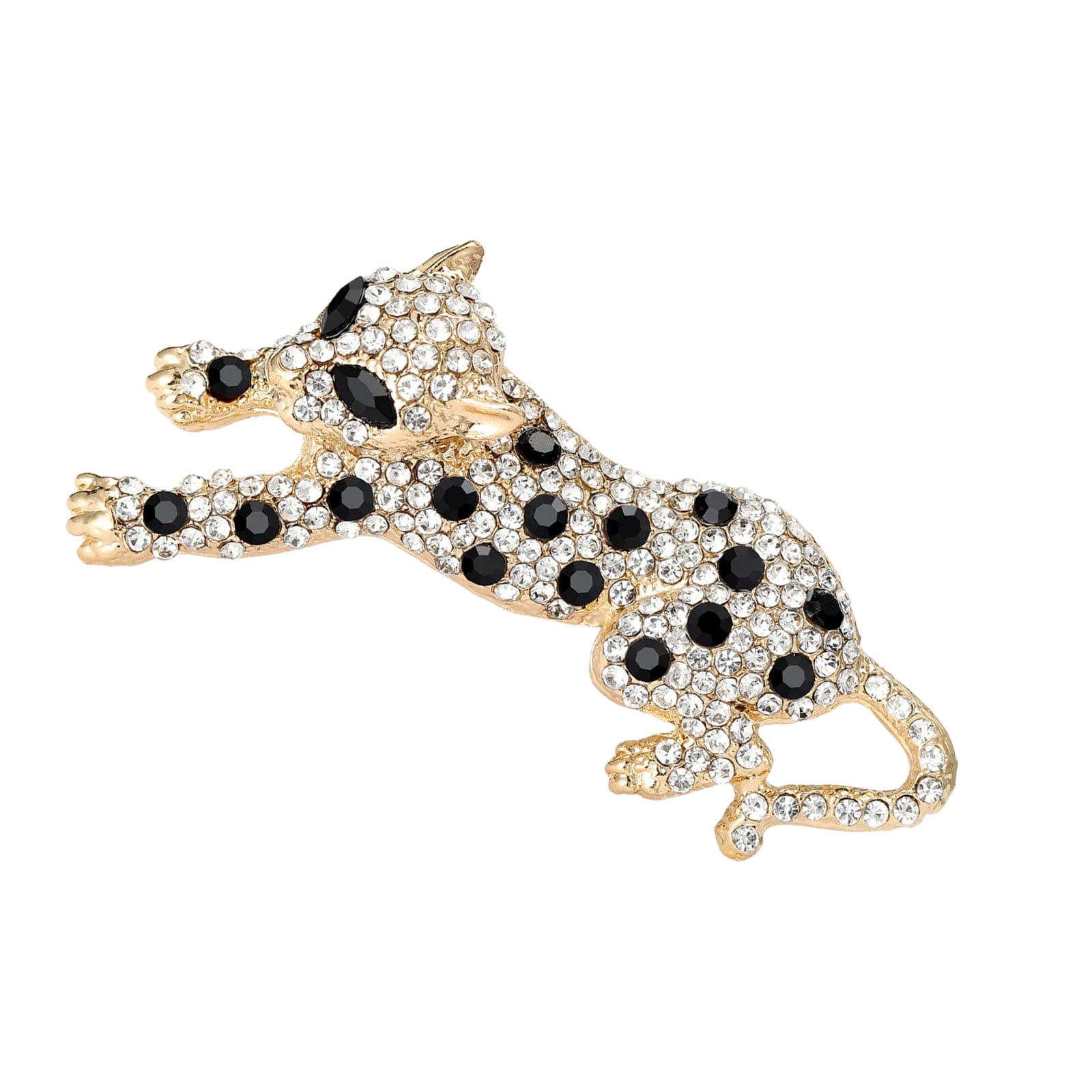 Elegant Crystal Embellished Leopards Brooch Alloy Rhinestones Lapel Pin ...