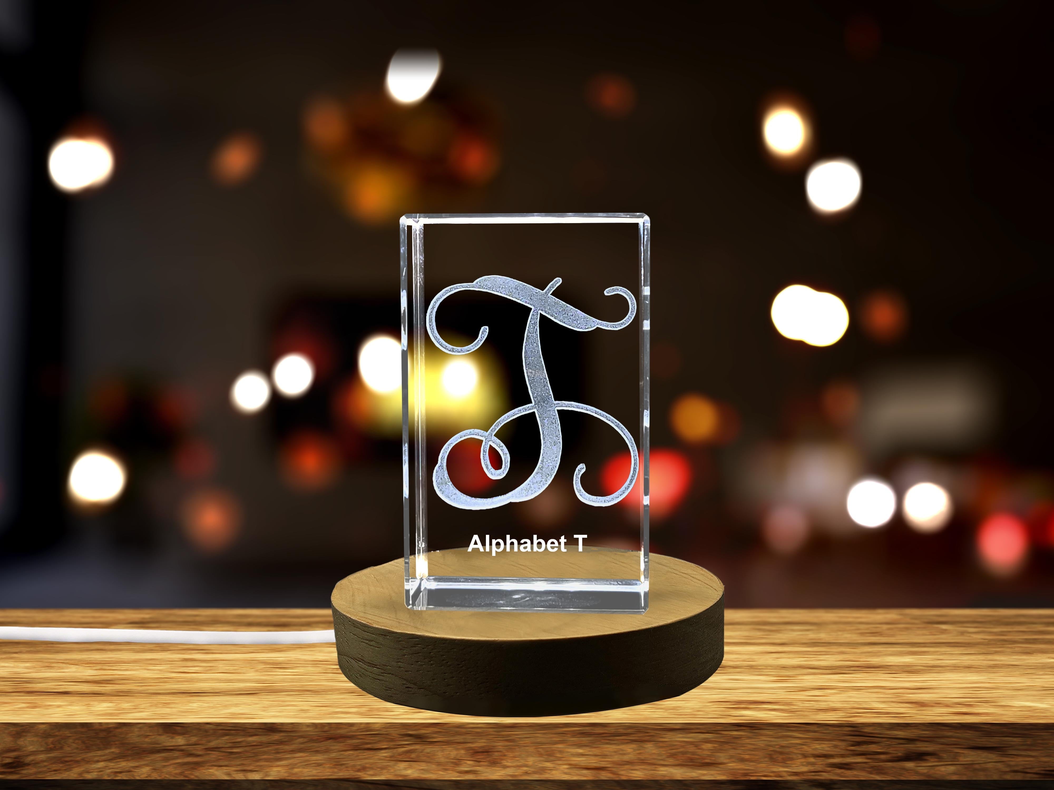 Elegant Crystal Keepsake with Unique Custom Engraved 3D Alphabet Letter ...