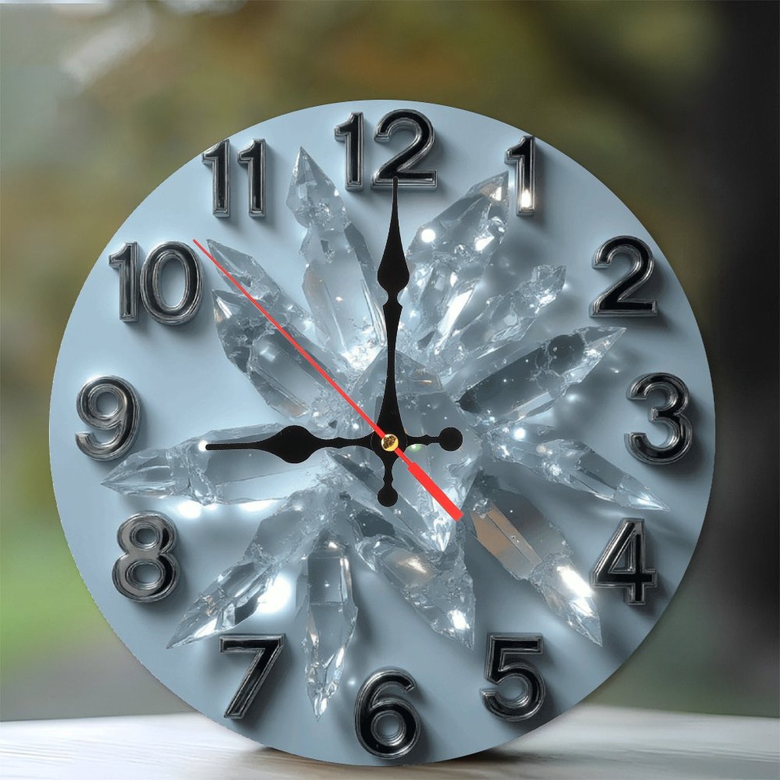 Elegant Crystal Wall Clock Decorative Home Art 10-Inch Silent Wooden ...