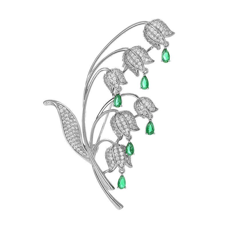 Elegant Cubic Zirconia Lily of the Valley Brooch for Women – Sparkling ...