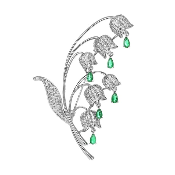 Elegant Cubic Zirconia Lily of the Valley Brooch for Women – Sparkling ...