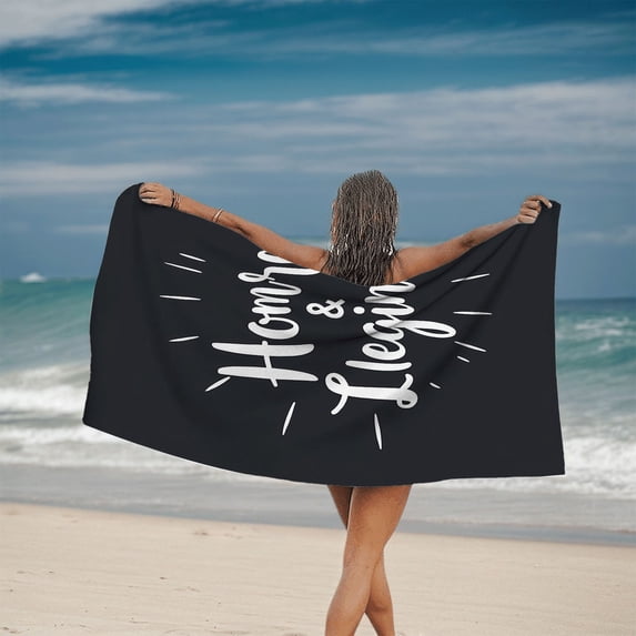 Elegant Cursive Beach & Pool Towel with Radial White Line Design ...