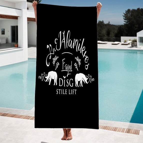 Elegant Cursive & Bold Graphics Beach Towel - Featuring Playful ...