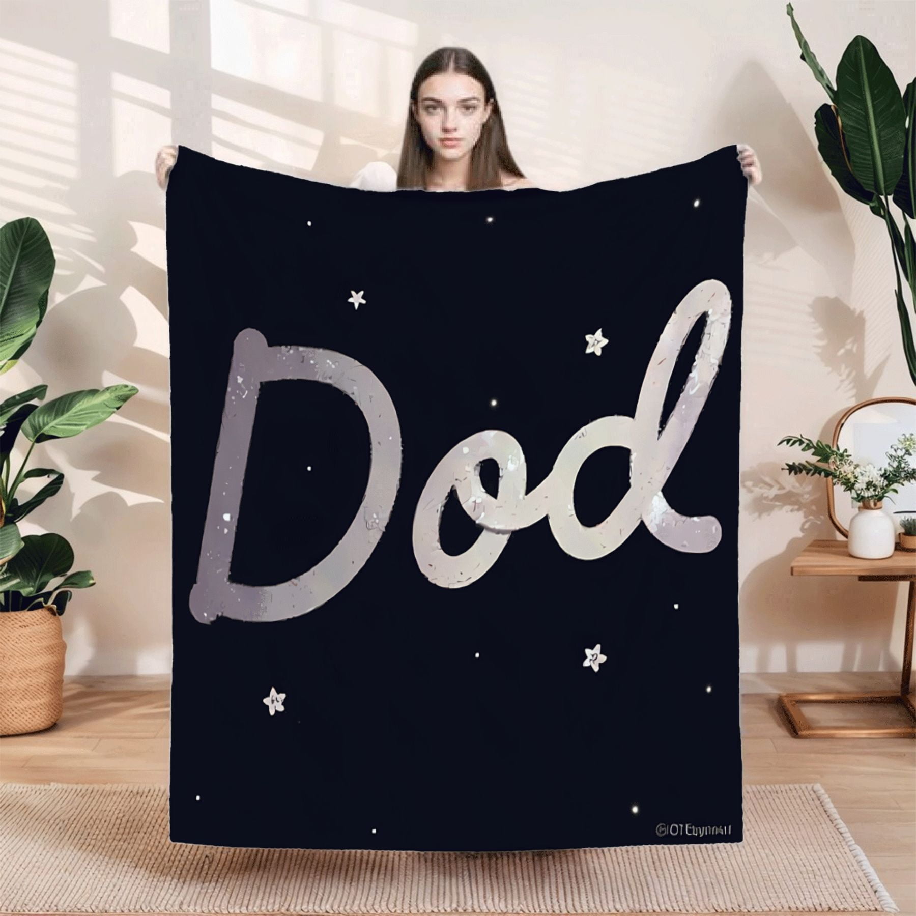 Elegant Cursive ' Dad ' Flannel Blanket - Soft Warm Cozy Design with ...