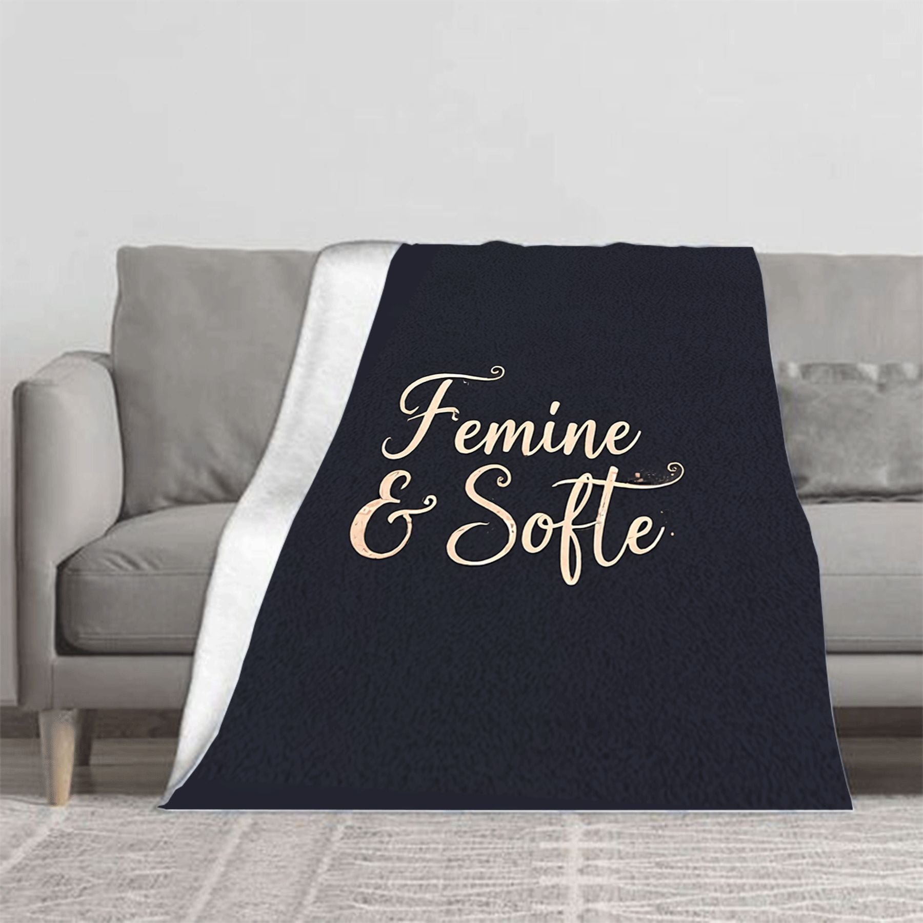 Elegant Cursive Design Flannel Blanket - Durable Soft & Warm Cozy Throw ...