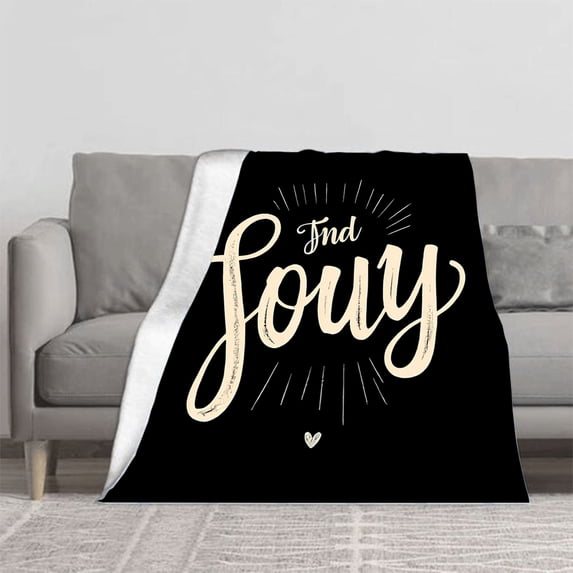 Elegant Cursive ' Find Soul ' Flannel Blanket - Soft Warm Cozy Design ...