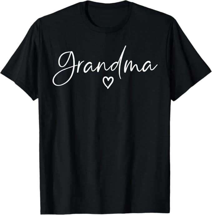 Elegant Cursive Grandma T-Shirt with Heart Design - Perfect Gift for ...