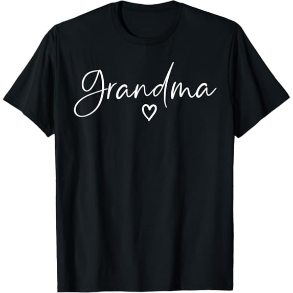 Elegant Cursive Grandma T-Shirt with Heart Design - Perfect Gift for ...