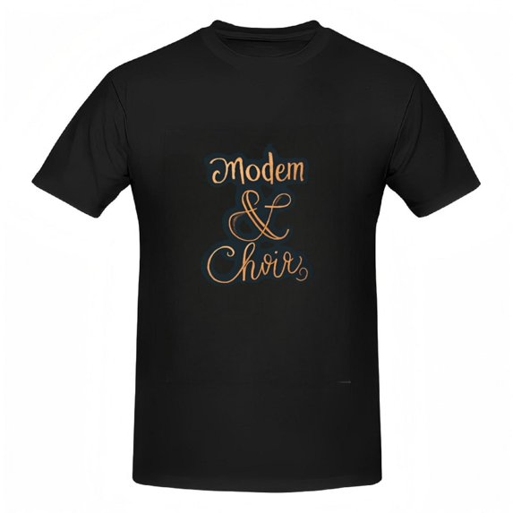 Elegant Cursive ' Modern & Choir ' Print Cotton Short Sleeve T-Shirt ...