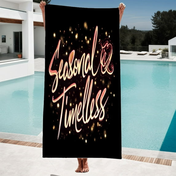 Elegant Cursive ' Seasonal ' Design Beach & Pool Towel - Luxurious ...