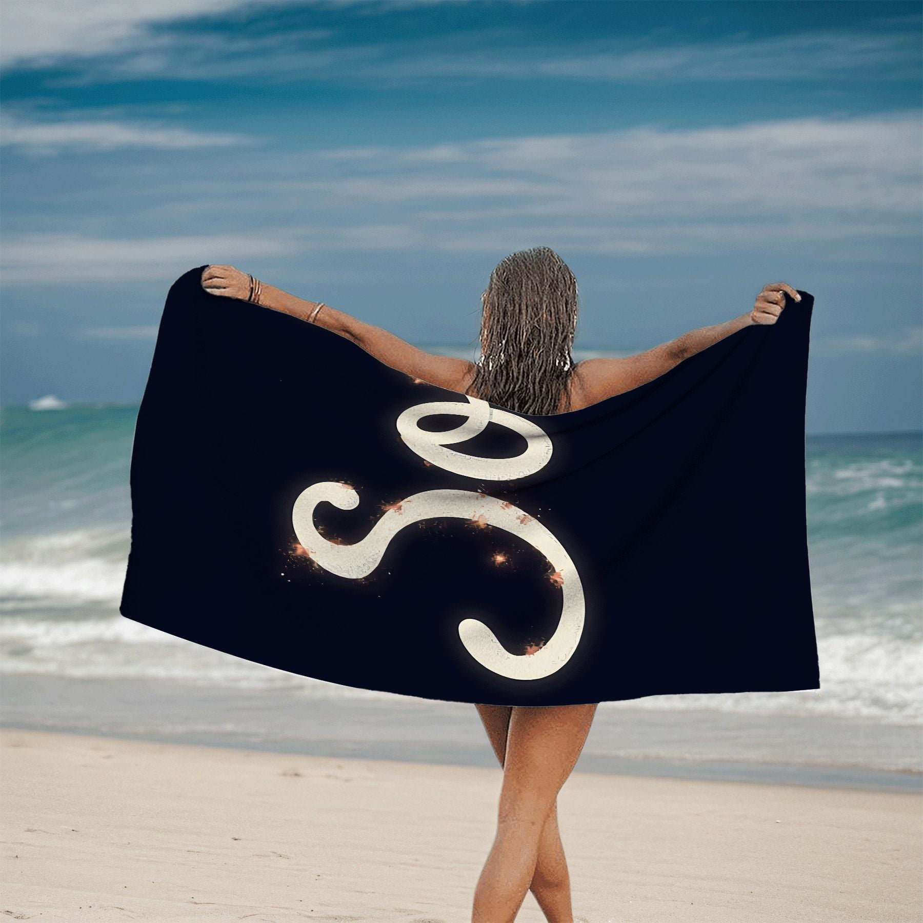 Elegant Cursive ' Sod ' Design Beach & Pool Towel - Soft Glow with ...