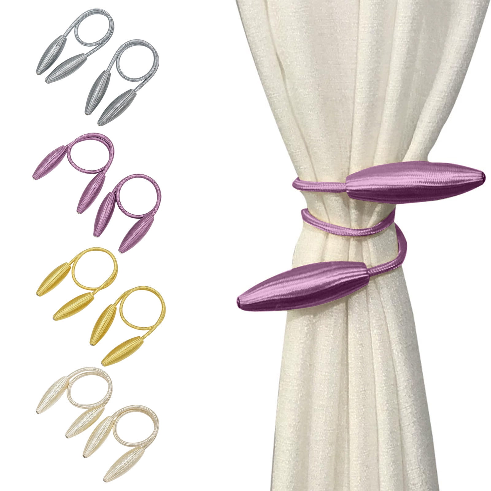 Elegant Curtain Tiebacks Set of 2, No-Drill Installation, 41.7" Twisted ...