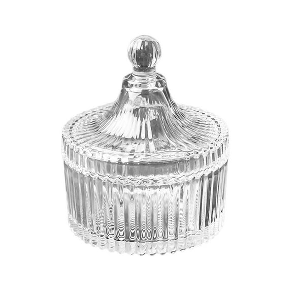 Elegant Cut Glass Jar with Lid – White Ribbed Storage Jar, 5.1 Inch ...