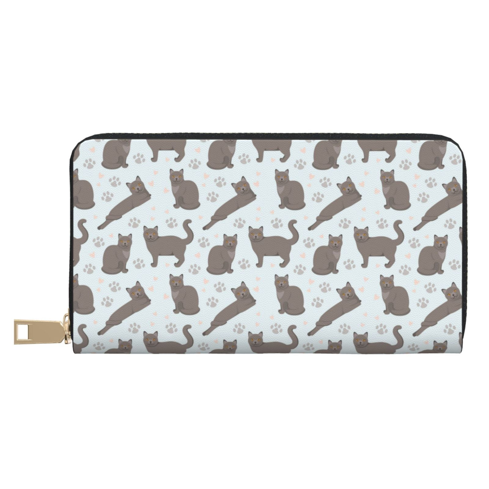 Elegant Cute Cartoon Cat Wallet Women, Leather Bifold Multi Card Wallet ...