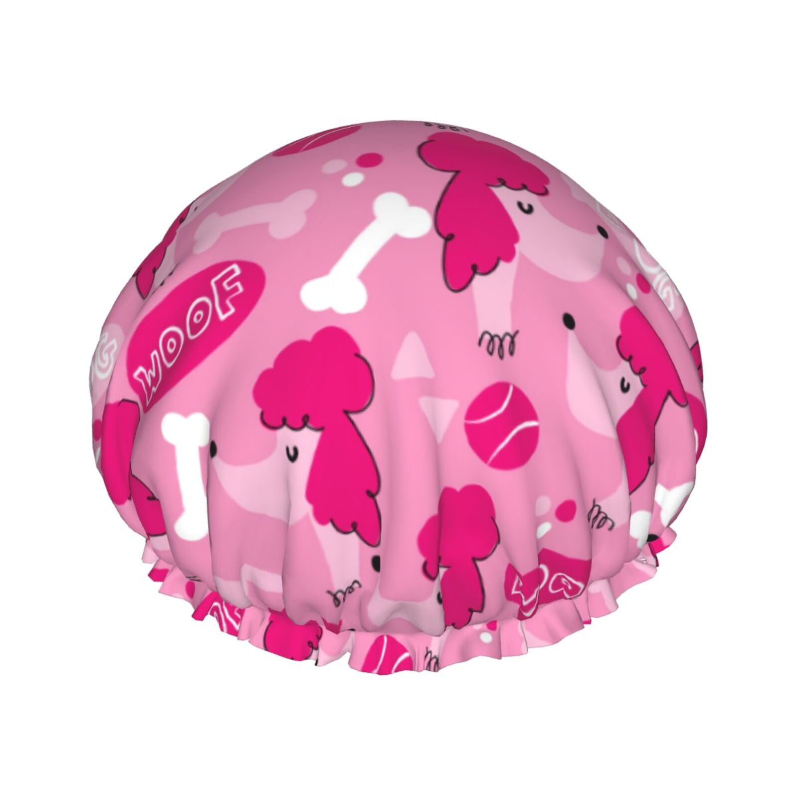 Elegant Cute Poodle Dog Rose Pink Shower Cap, Reusable Bath Hair Hat ...