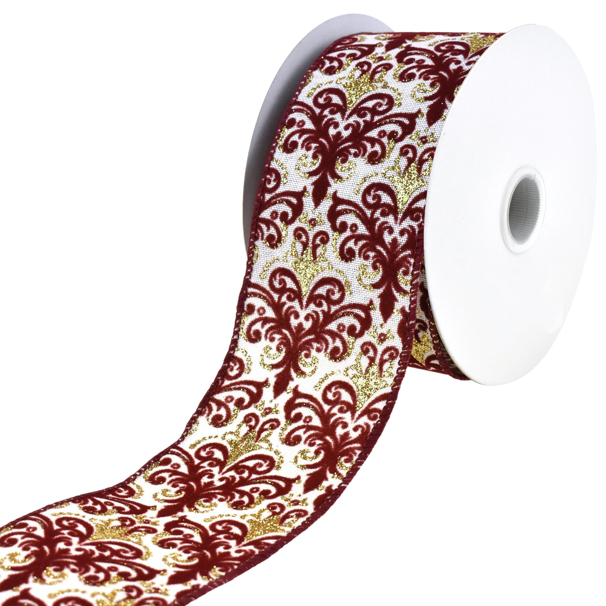 Elegant Damask Pattern Wired Ribbon, 2-1/2-Inch, 10-Yard - Ivory ...