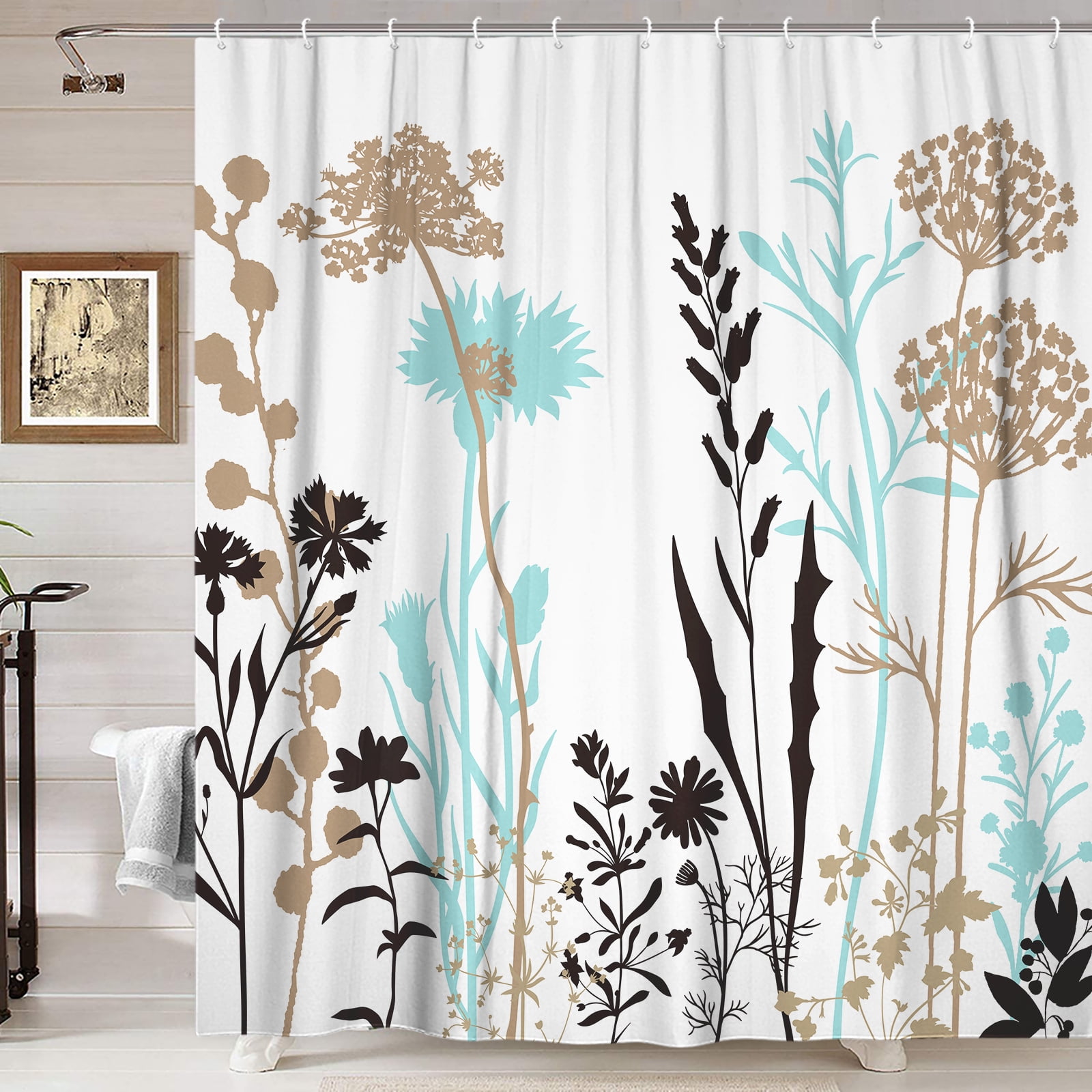 Elegant Dandelions and Dragonflies Shower Curtain Teal Blue Decor ...