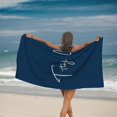 Elegant Dark Blue Beach Towel with ' Fifty Chance ' in White Cursive ...