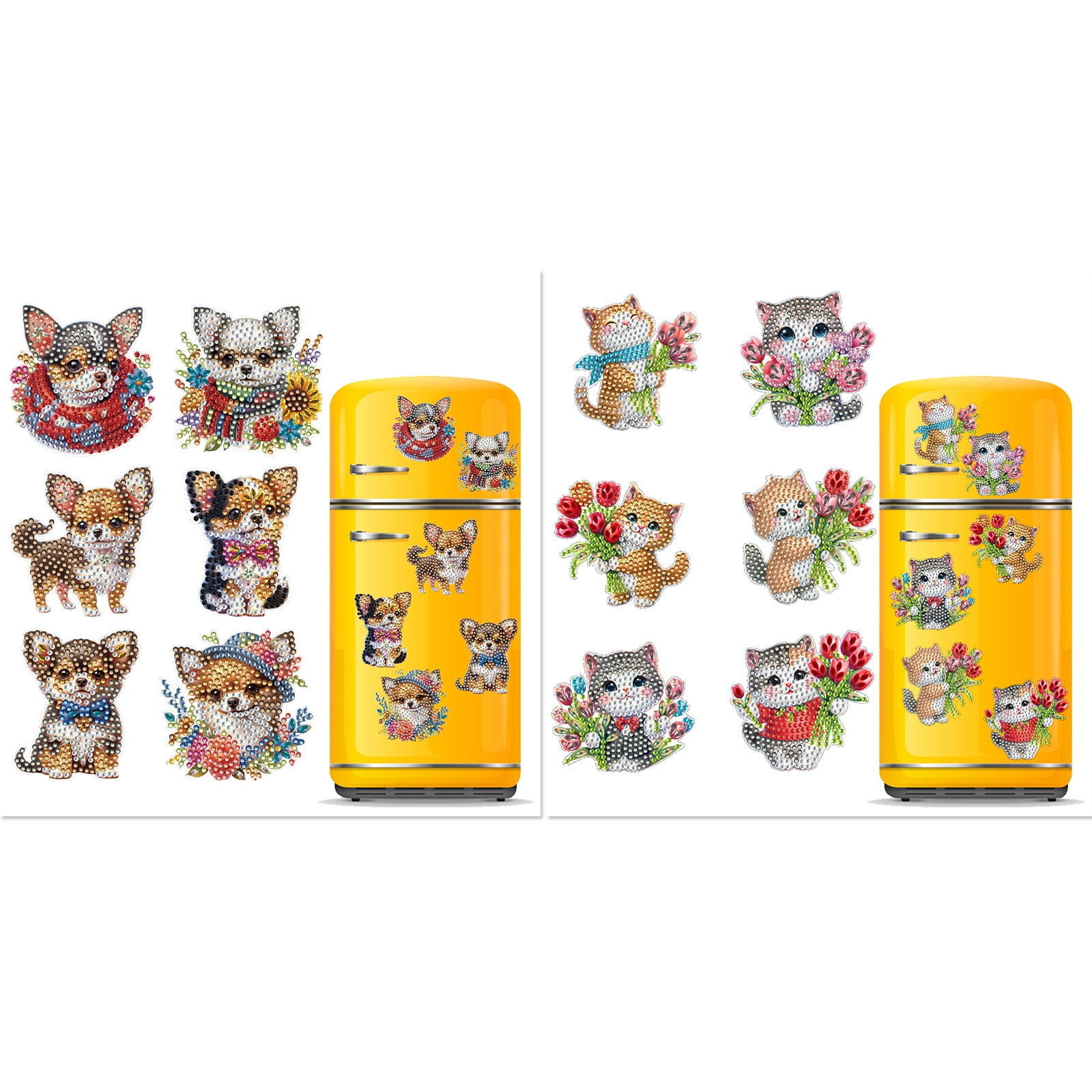 Elegant Decor 12 Pcs Diamond Painting Magnets Diamond Art Magnet Animal ...