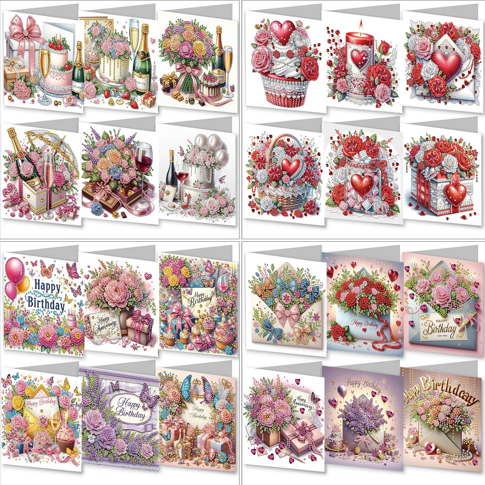 Elegant Decor 24Pcs DIY Greeting Card Diamond Art Painting Creative ...