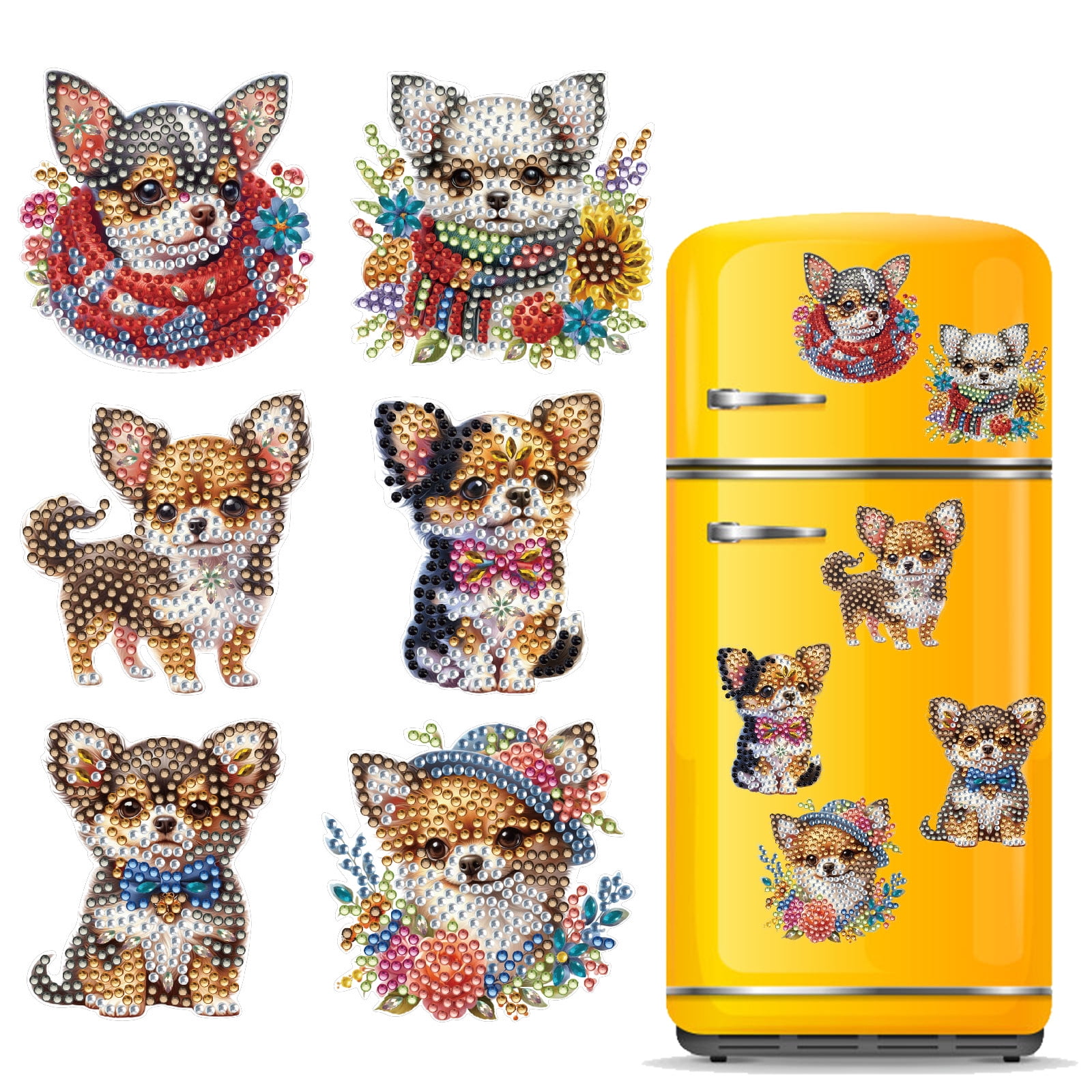 Elegant Decor 6 Pcs Diamond Painting Magnets Diamond Art Magnet Animal ...